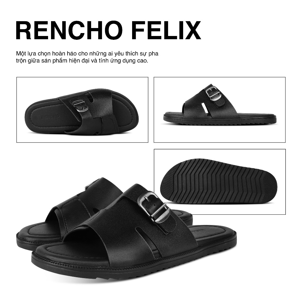 RENCHO dép da quai ngang Felix cao cấp thanh lịch bền bỉ chống nước nam ...