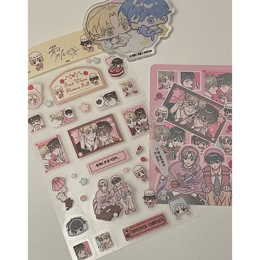 (SẴN) set card + sticker Pond where flower fall - Đầm hoa sen (đọc kĩ ...