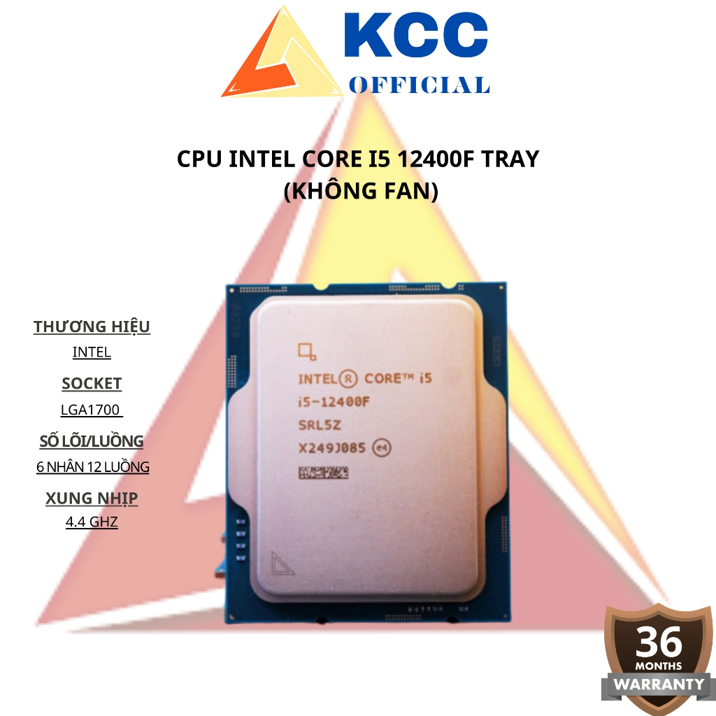 CPU Intel Core I5 12400F Tray Không Fan (LGA 1700, 4.4Ghz, 6 nhân 12 ...