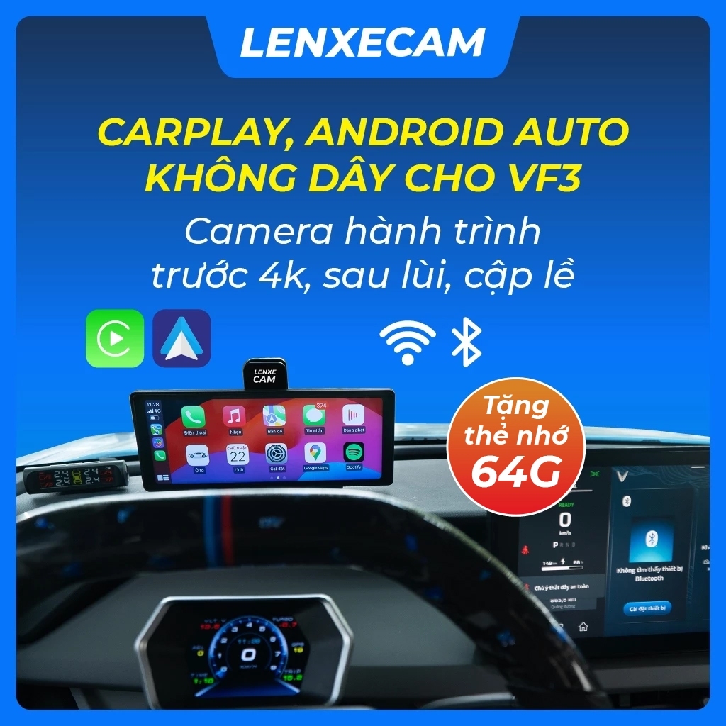 LenxeCam Carplay VF3 VF5, Android Auto không dây Camera trước 4k camera ...