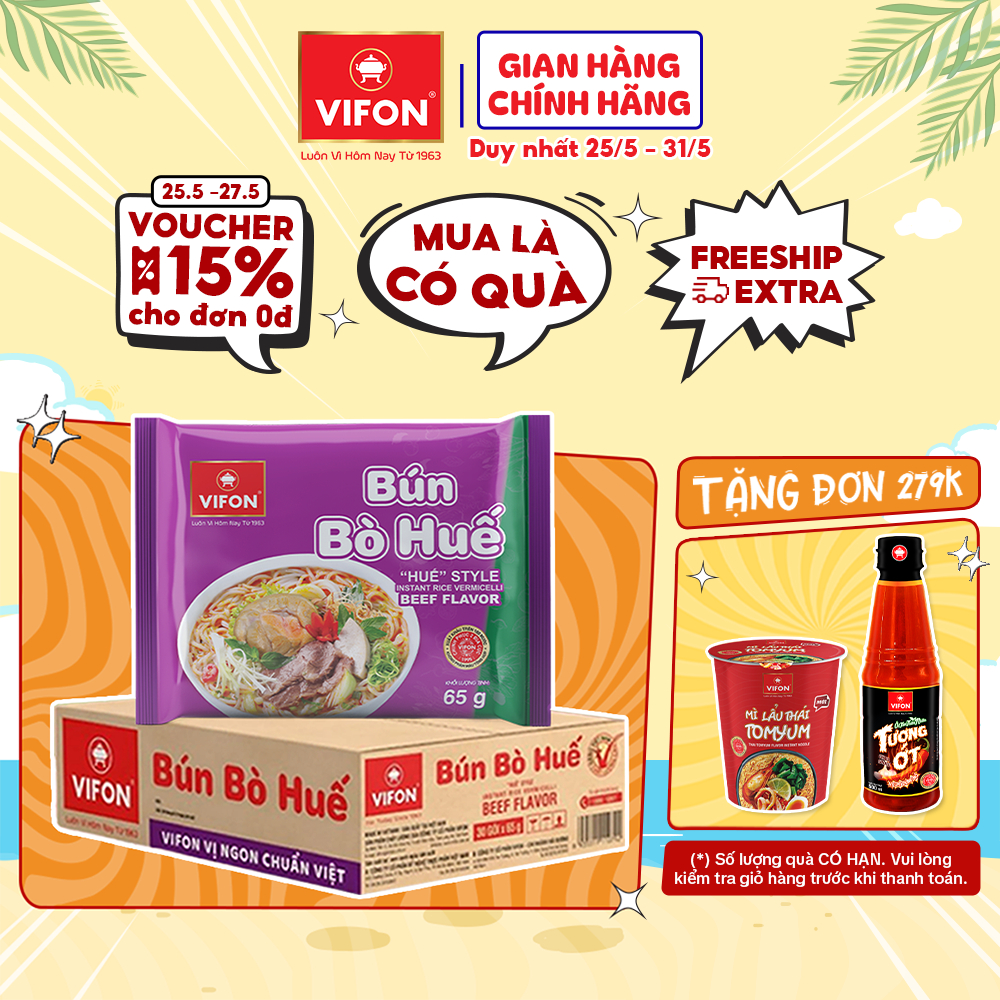 Thùng 30 gói Bún Bò Huế VIFON 65g / Gói | Shopee Việt Nam