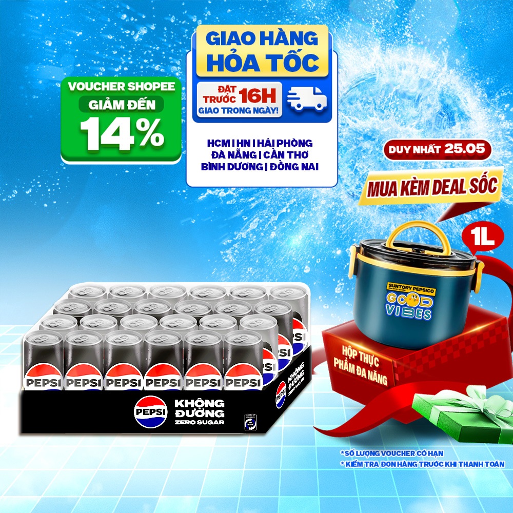 Thùng 24 Lon Nước Uống Có Gaz Pepsi Không Calo (320ml/lon) | Shopee Việt Nam