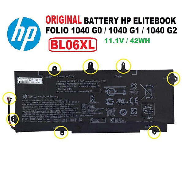 Pin Laptop HP BL06XL, EliteBook Folio 1040 G0, 1040 G1, 1040 G2 Series ...