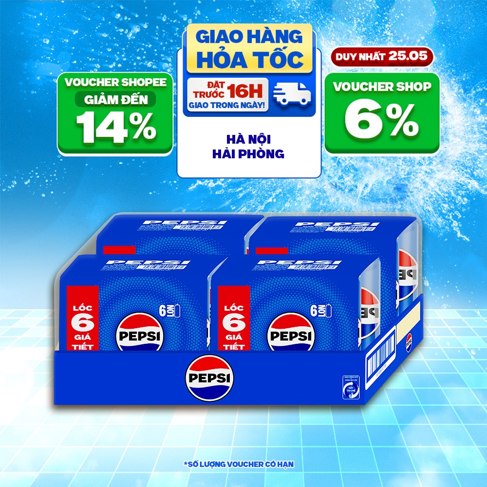 [VC 15%] Thùng 24 Lon Nước Ngọt Có Gaz Pepsi (235ml/lon) | Shopee Việt Nam