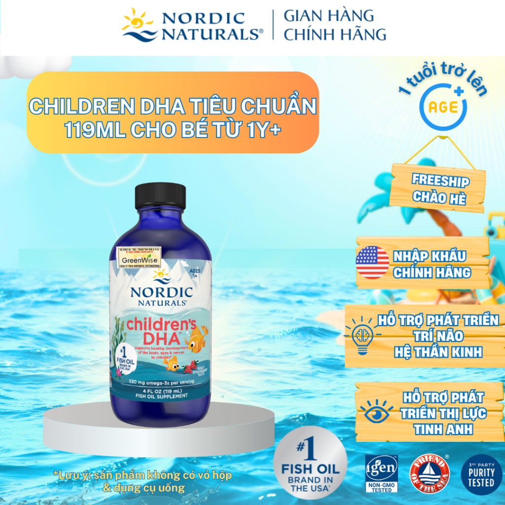 Siro Children DHA Liquid tiêu chuẩn Nordic Naturals 119ml vị dâu 530mg ...