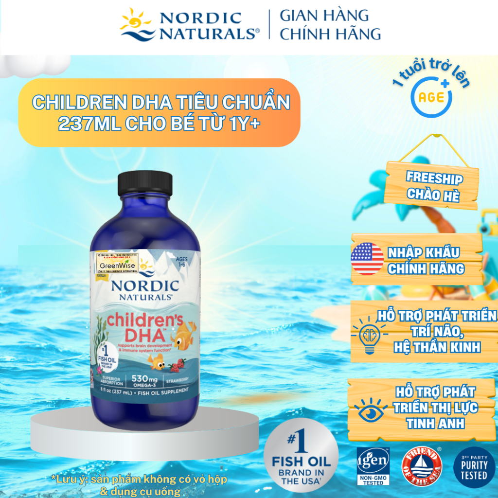 Siro Children DHA Liquid tiêu chuẩn Nordic Naturals 237ml vị dâu 530mg ...