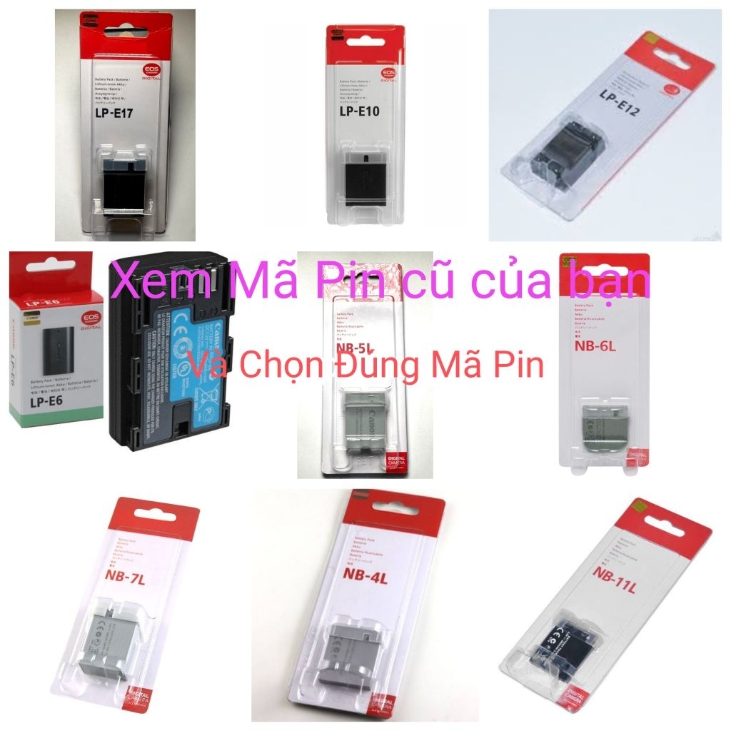 Pin chuẩn cho máy ảnh Canon 4l 5l 6l 7l 8l 10l 11l LP E5 E6 E8 E10 E12 E17 chất lượng cao tương ...