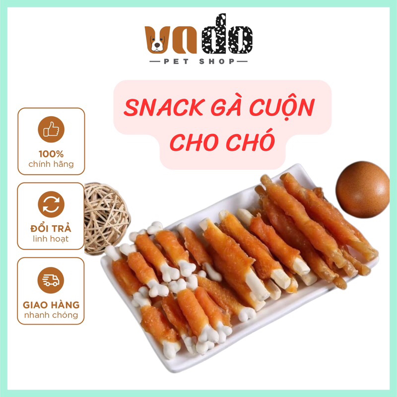 [Túi 500gr] Snack cho chó, snack gà sấy dẻo cuộn xương cho chó thơm ...