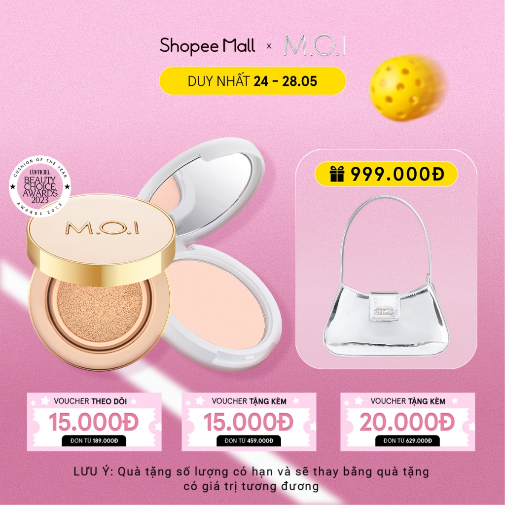 Bộ đôi trang điểm MOI Phấn nước che khuyết điểm Premium Baby Cushion và ...