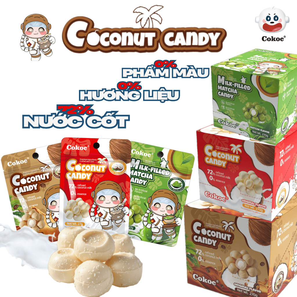Cokoc Kẹo Dừa Nhân Sữa Tan Chảy – 72% Nước Cốt Dừa | Không Hương Liệu ...