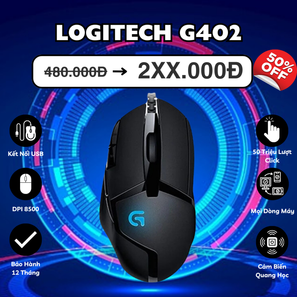 Chuột Gaming Có Dây Logitech G402 𝗛𝘆𝗽𝗲𝗿𝗶𝗼𝗻 𝗙𝘂𝗿𝘆 Liên Doanh - Led RBG ...