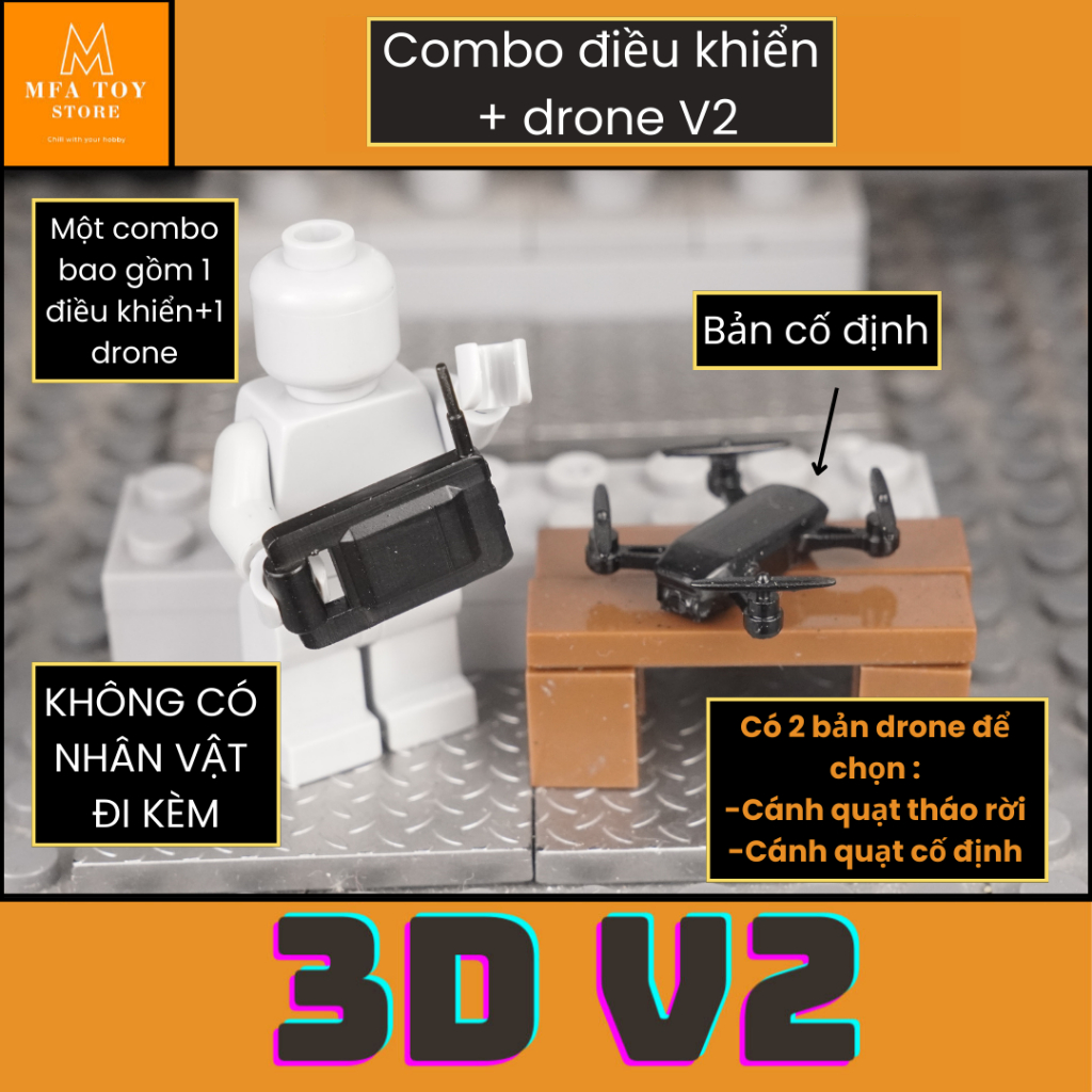 Đồ chơi lắp ráp swat army, mô hình lắp ghép quân sự -Trang bị in 3DV2 Combo điều khiển + drone ...