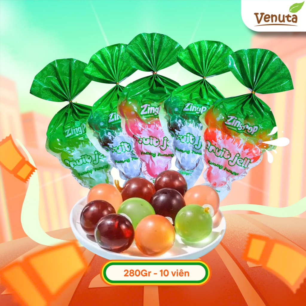 [MUA 2 TĂNG 1] Thạch Nổ Trái Cây ZingPop 5 vị trái cây 280g | Shopee Việt Nam