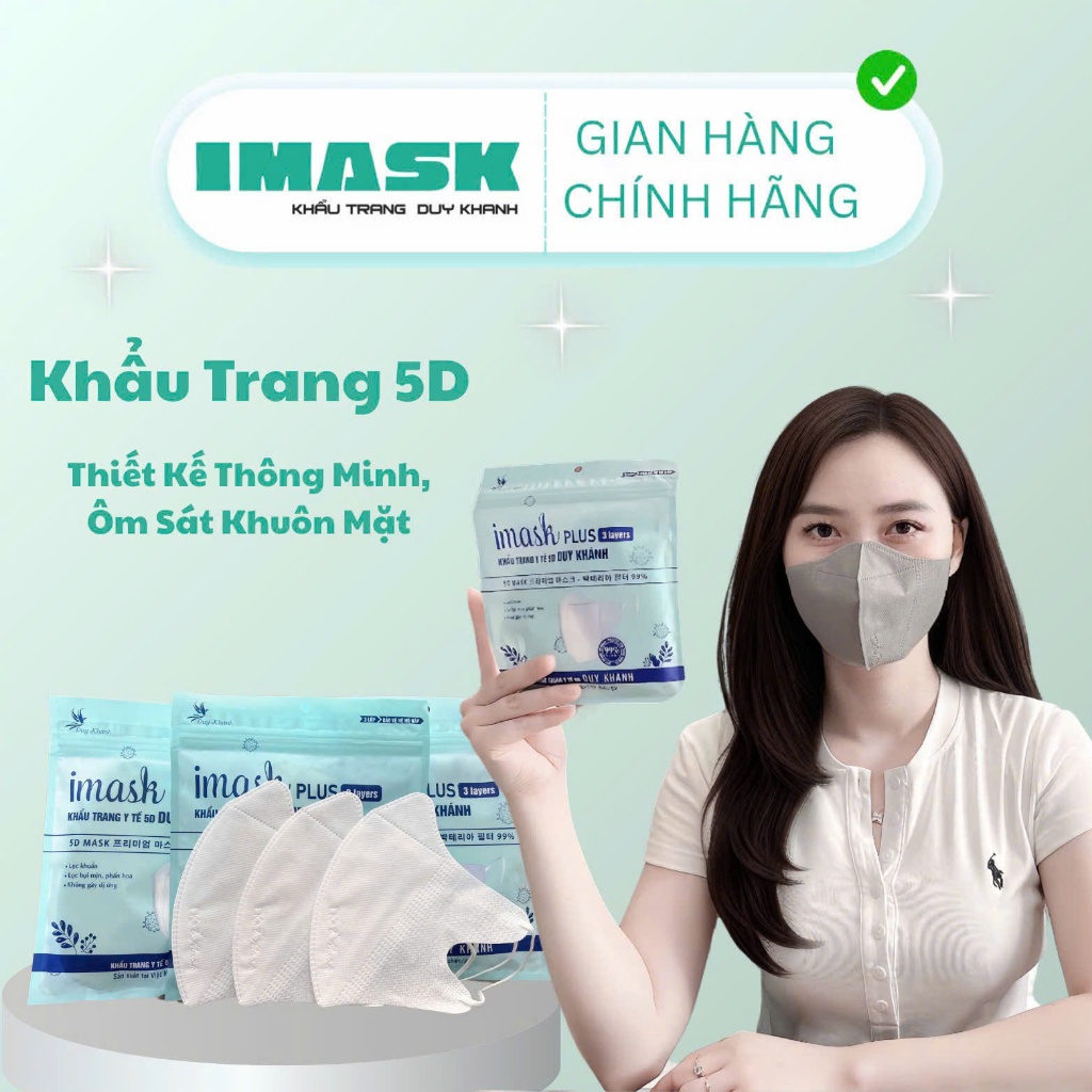Thùng 400 chiếc Khẩu trang 5D IMASK 3 lớp kháng khuẩn tốt, chống tia UV, bụi mịn pm2.5 an toàn ...