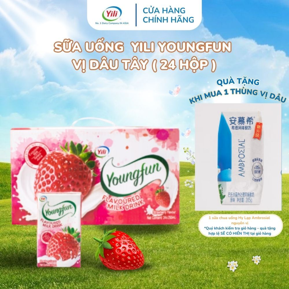 Sữa uống vị dâu tây Yili Youngfun tốt cho sức khỏe tiêu hóa và tim mạch ...