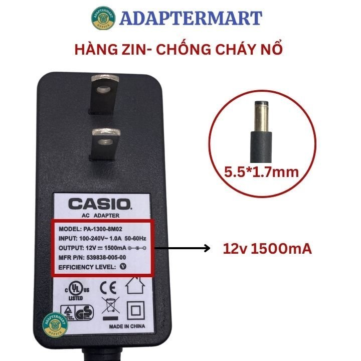 Dây nguồn đàn CASIO PX720 PX-700 12v - hàng hãng bảo hành 1 năm ...