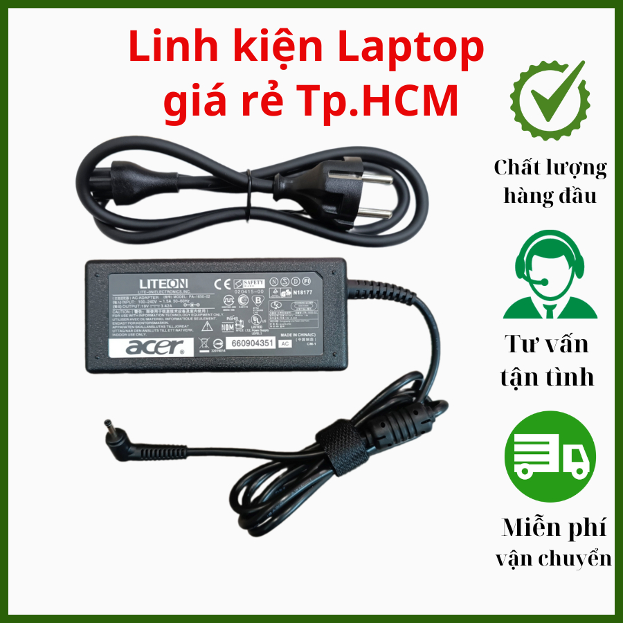 Sạc Laptop Acer 19V - 3.42A 65W Cho Acer Aspire, Swift, TravelMate ...