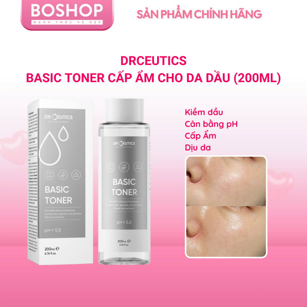 DrCeutics Basic Toner Cấp Ẩm Cho Da Dầu ph 5.5 200ml | Shopee Việt Nam