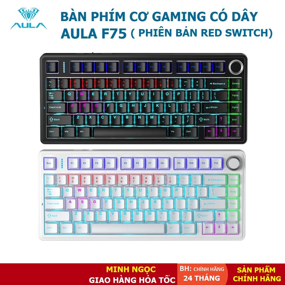 Bàn phím cơ GAMING có Dây chính hãng AULA F75 (Phiên bản Red switch) Độ ...