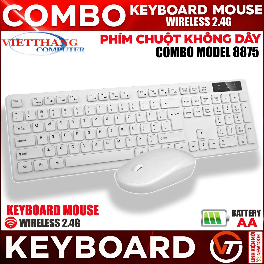 Combo Bàn Phím Chuột Không Dây Văn Phòng Model - 8875 ( Mầu Trắng ...