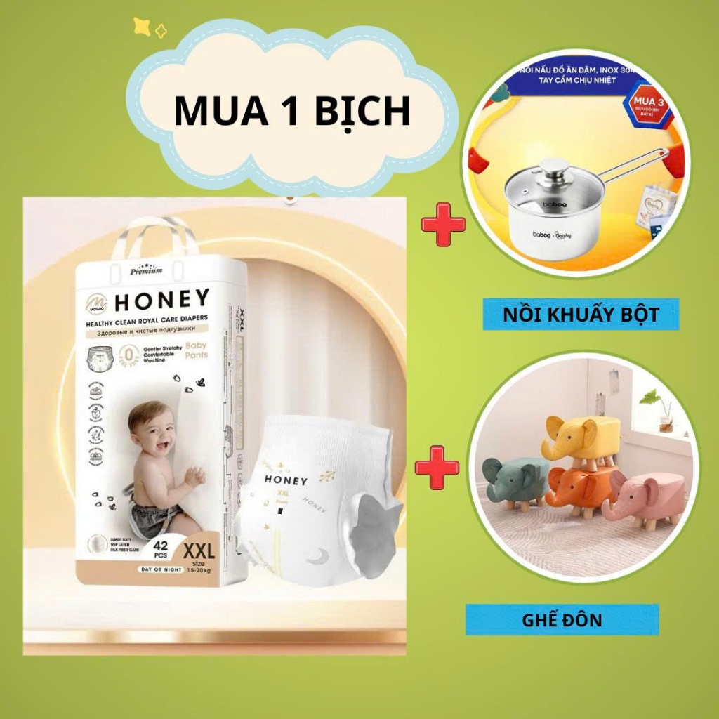 [mẫu mới PREMIUM] Bỉm Tã/dán quân HONEY siêu mềm mịn cho bé | Shopee ...