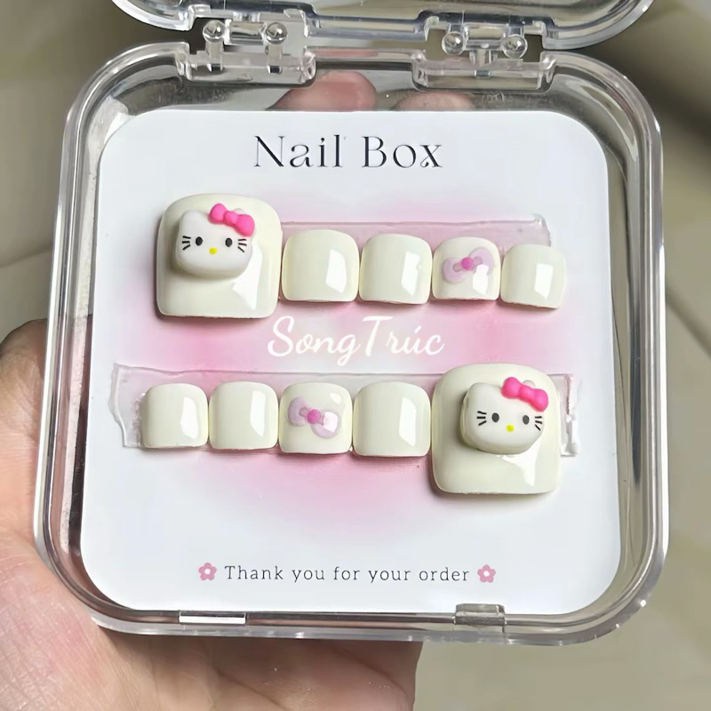 C5 - Mẫu Nail Chân Ngắn Hello Kitty Hồng Siêu Dễ Thương | Shopee Việt Nam