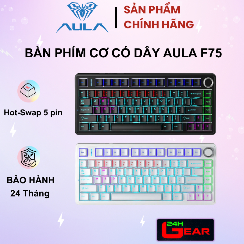 Bàn phím cơ gaming AULA F75 (Hot-Swap 5 pin / Multi-LED) Chính hãng ...
