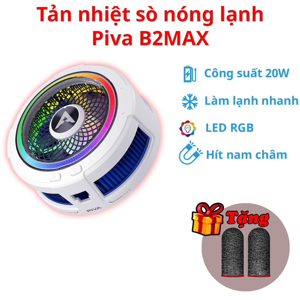 Quạt tản nhiệt sò lạnh bán dẫn cao cấp Piva B2 nhỏ gọn Công suất 20W làm mát nhanh có đèn LED ...