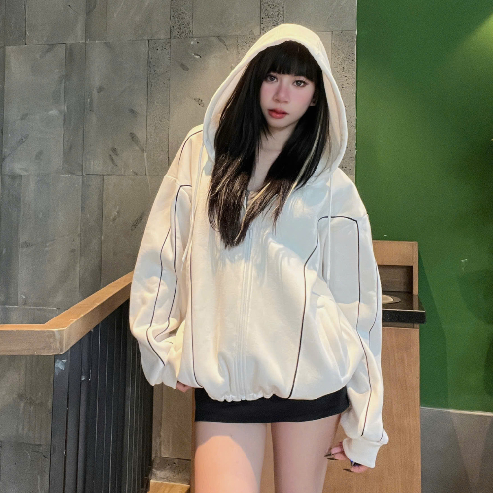 Hoodie nữ NK04, họa tiết vân sọc dễ thương cá tính KANOS | Shopee Việt Nam