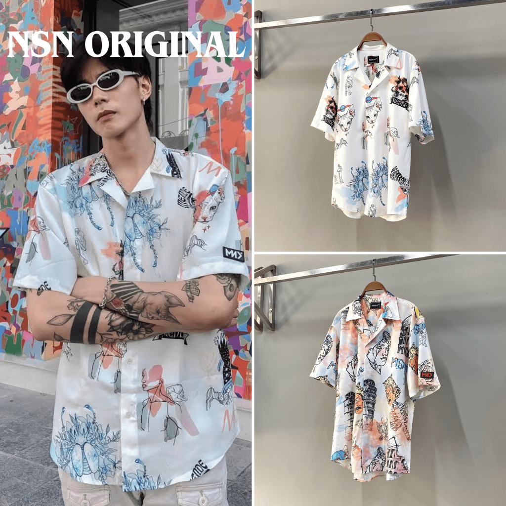 Sơ mi Unisex Nam Nữ NSN Store " CRAYON " - 2 Màu - 4 Size - Vải Lụa Cao ...
