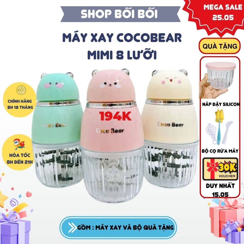 Máy xay ăn dặm Coco Bear MÈO mimi 8 lưỡi dao xay đồ ăn dặm cho bé ...