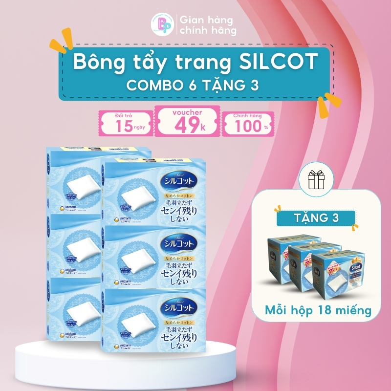 Bông tẩy trang SILCOT [𝐌𝐮𝐚 𝟔 𝐭𝐚̣̆𝐧𝐠 𝟑] cao cấp không sơ bông BebePlus ...