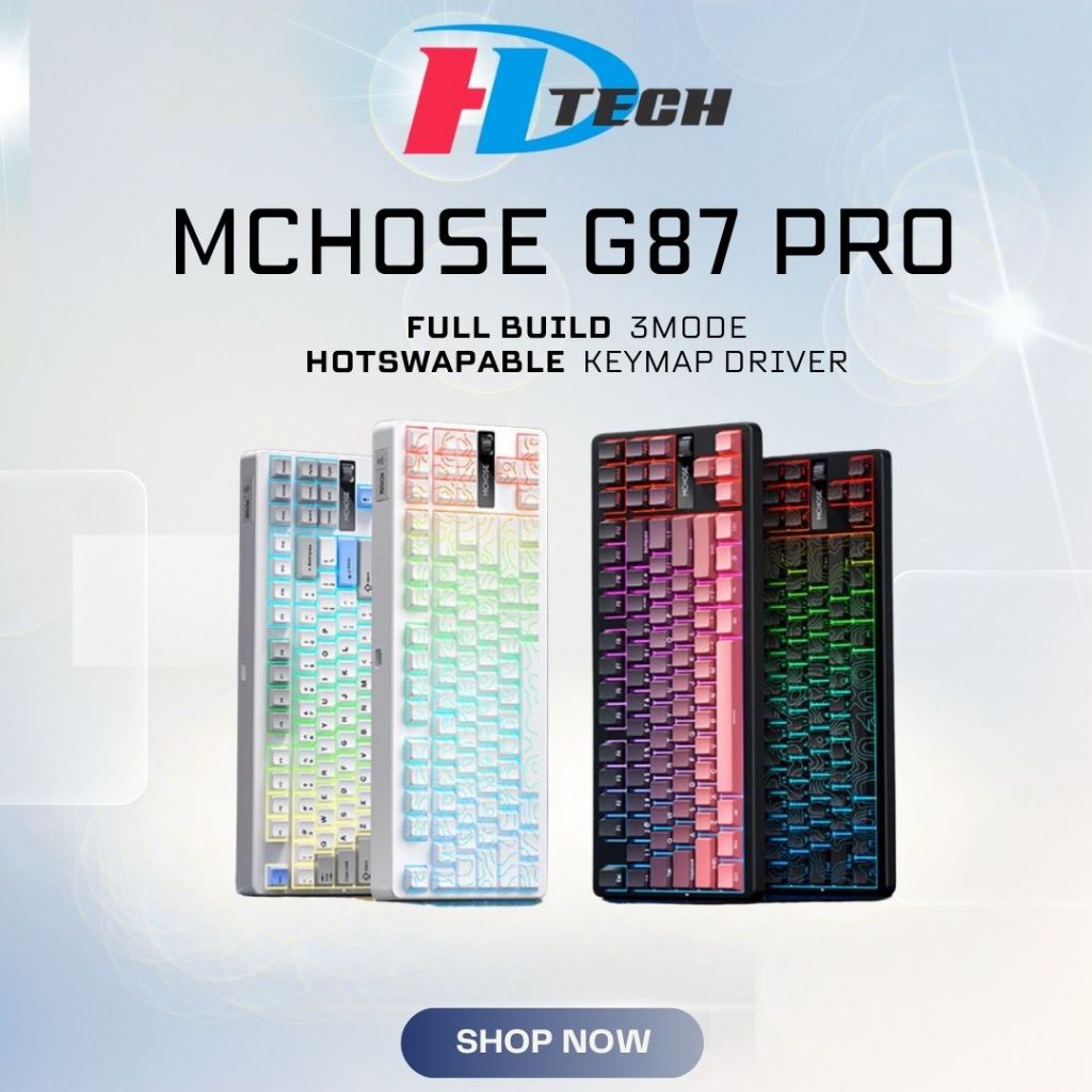 Bàn phím cơ không dây Mchose G87 PRO - 3 Mode kết nối - Led RGB mạch xuôi có app tùy chỉnh ...