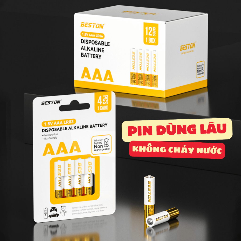 Pin kiềm Alkaline AA AAA 1.5V Beston dung lượng lớn không sạc lại được ...