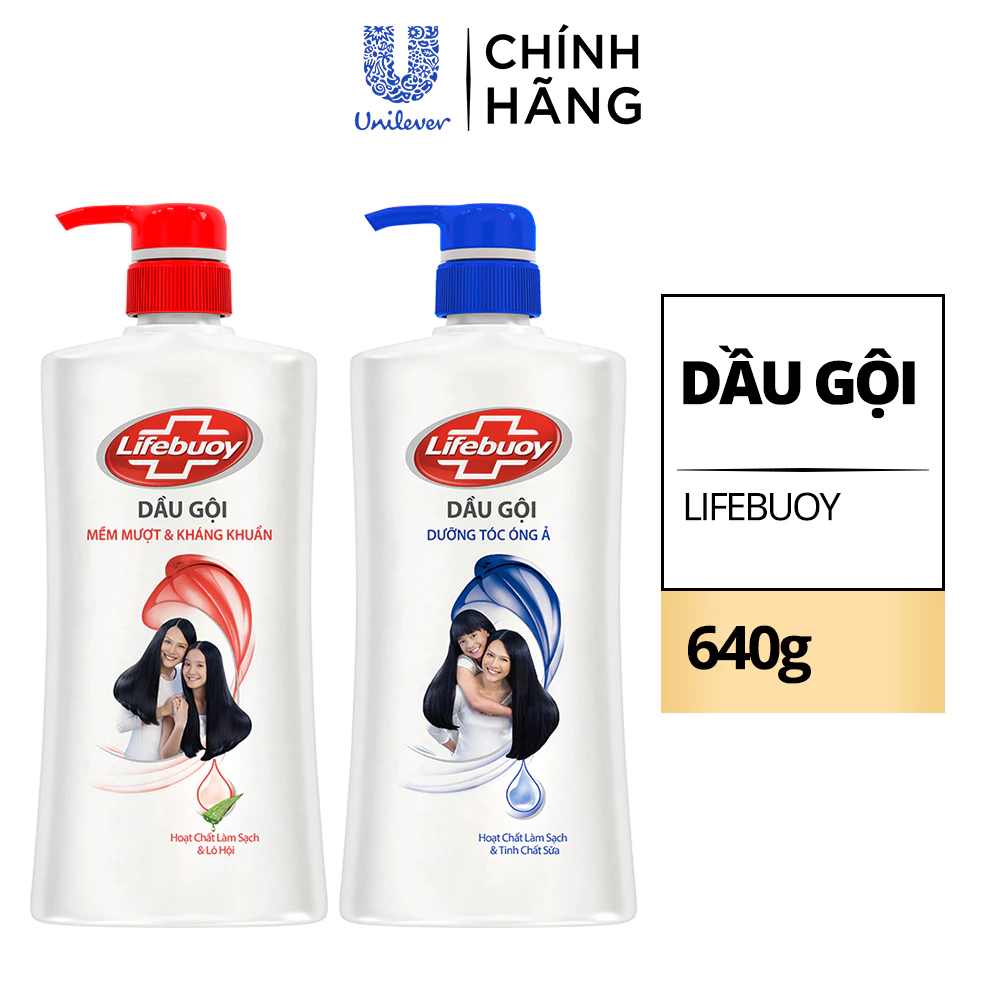 Dầu gội Lifebuoy chai 640g óng ả và mềm mượt kháng khuẩn (Bibistore TB ...