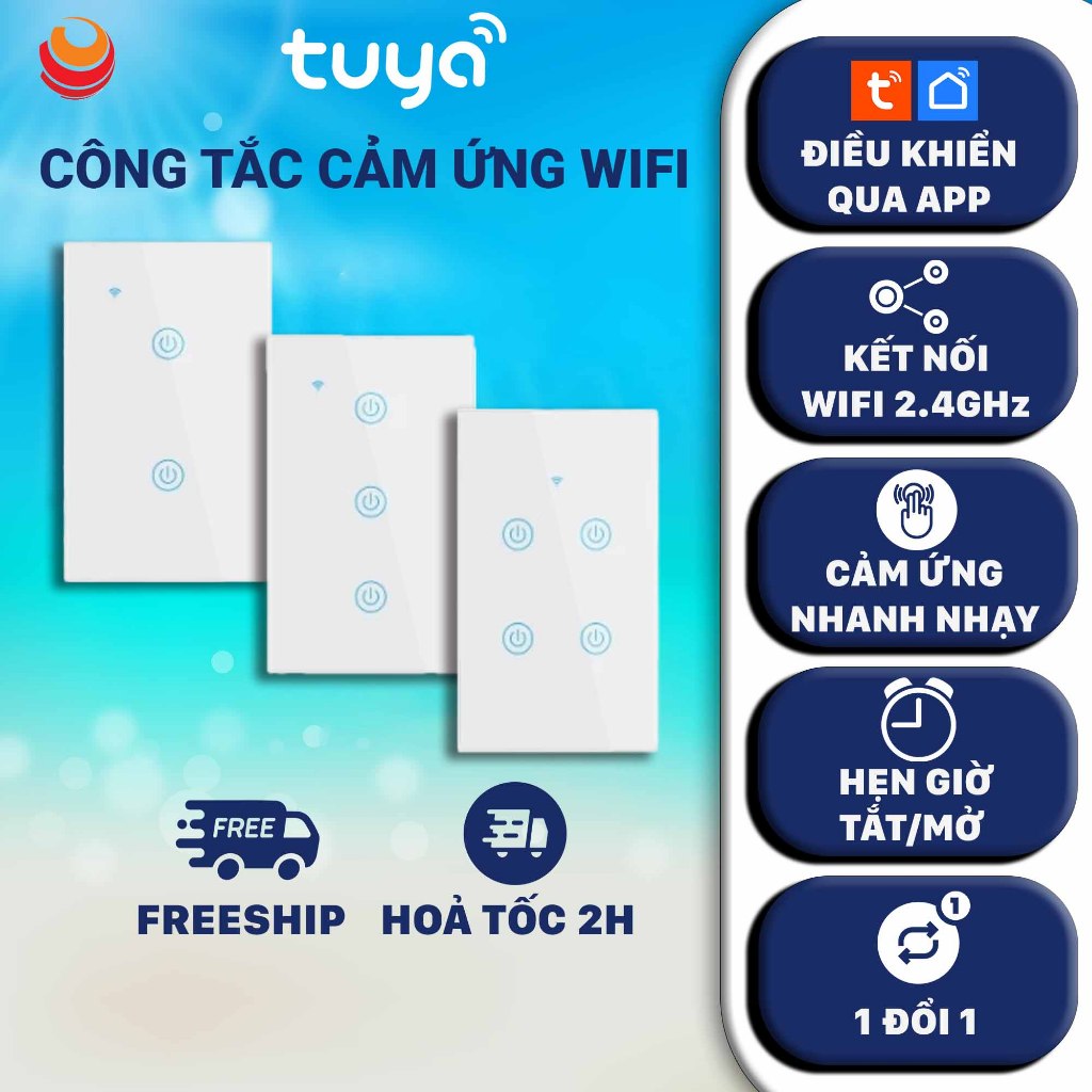 Công Tắc Cảm Ứng Thông Minh Wifi Tuya Smart life 1,2,3,4 Nút - 240V 13A ...