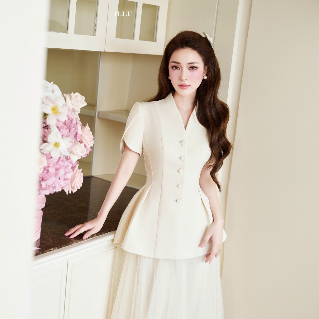 Jani Top | Áo kiểu nữ thiết kế Peplum cao cấp H.I.U Fashion | vải text hàn 2 lớp tiểu thư sang ...