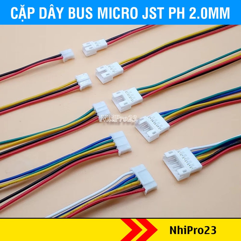 Cặp Dây Bus Micro JST PH2.0 2P 3P 4P 5P 6P Dài 20cm – Dây Đực Cái | Shopee Việt Nam