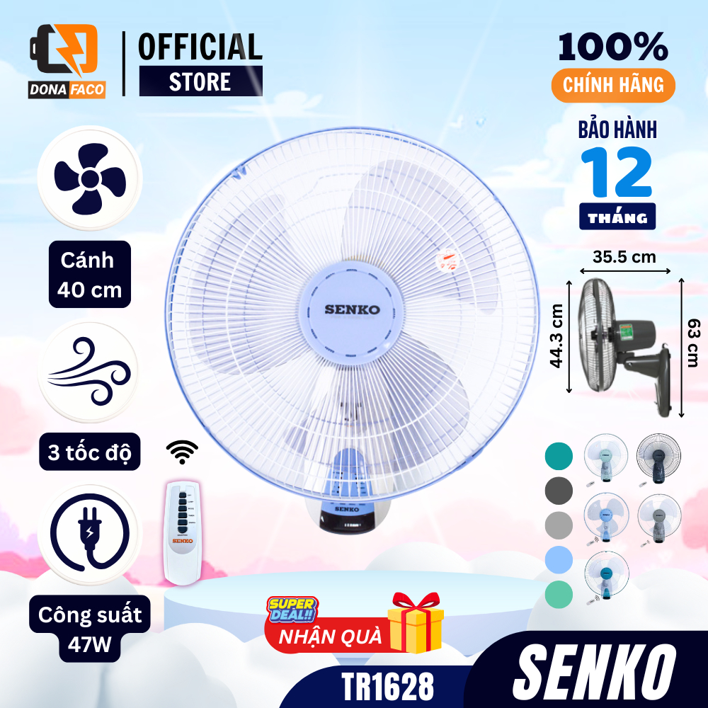 Quạt treo tường điều khiển từ xa Senko TR1628, Quạt treo có remote công ...