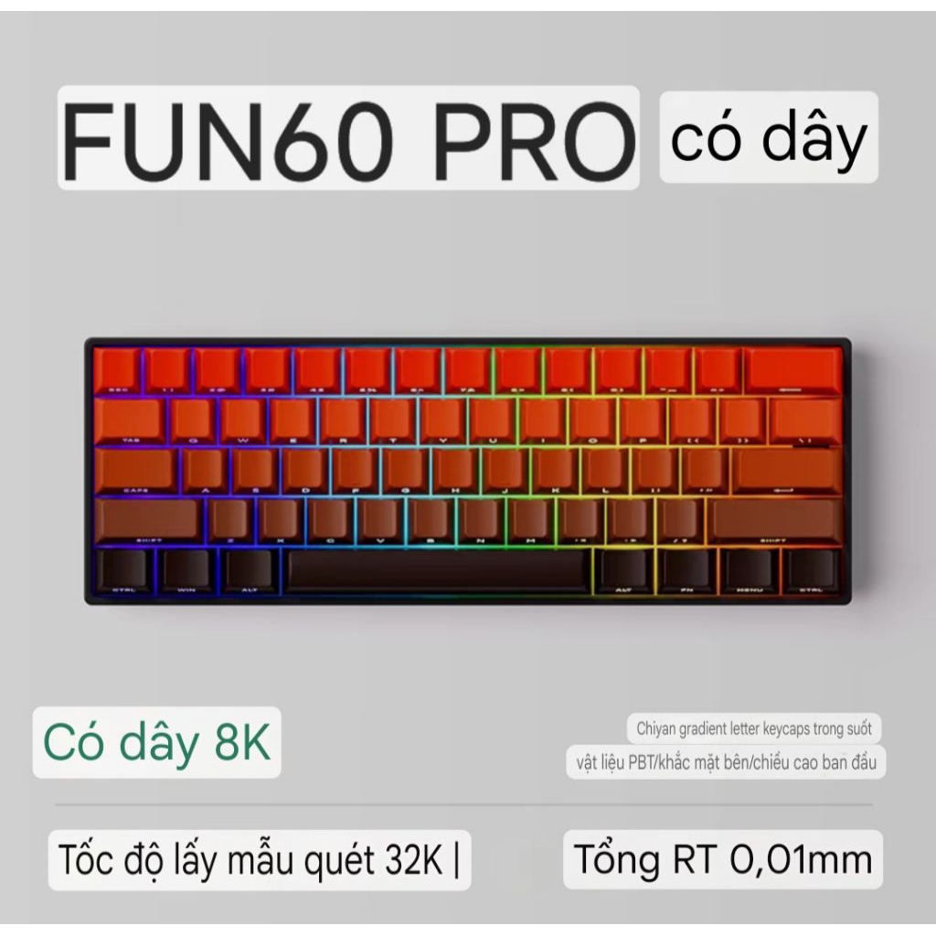 Bàn phím cơ Akko Monsgeek Rapid Trigger Fun60 không dây, có dây 3mode ...