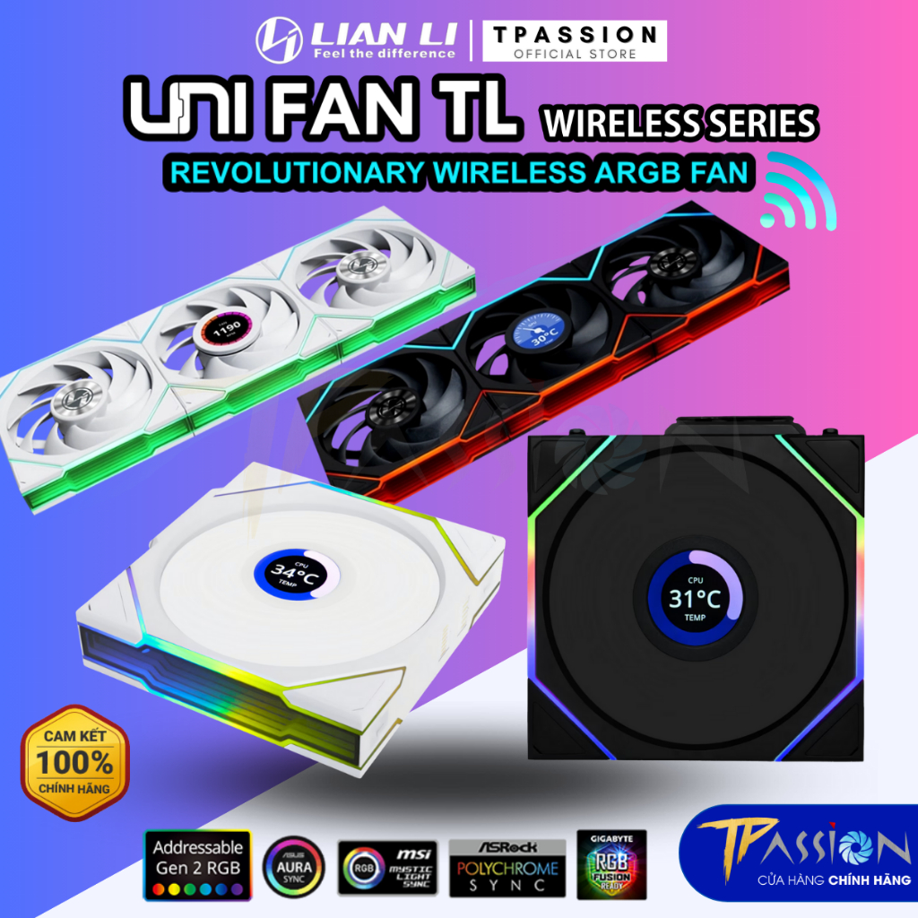 Quạt tản nhiệt LIAN LI UNI FAN TL WIRELESS 120 / 140 LCD / REVERSE LED ...