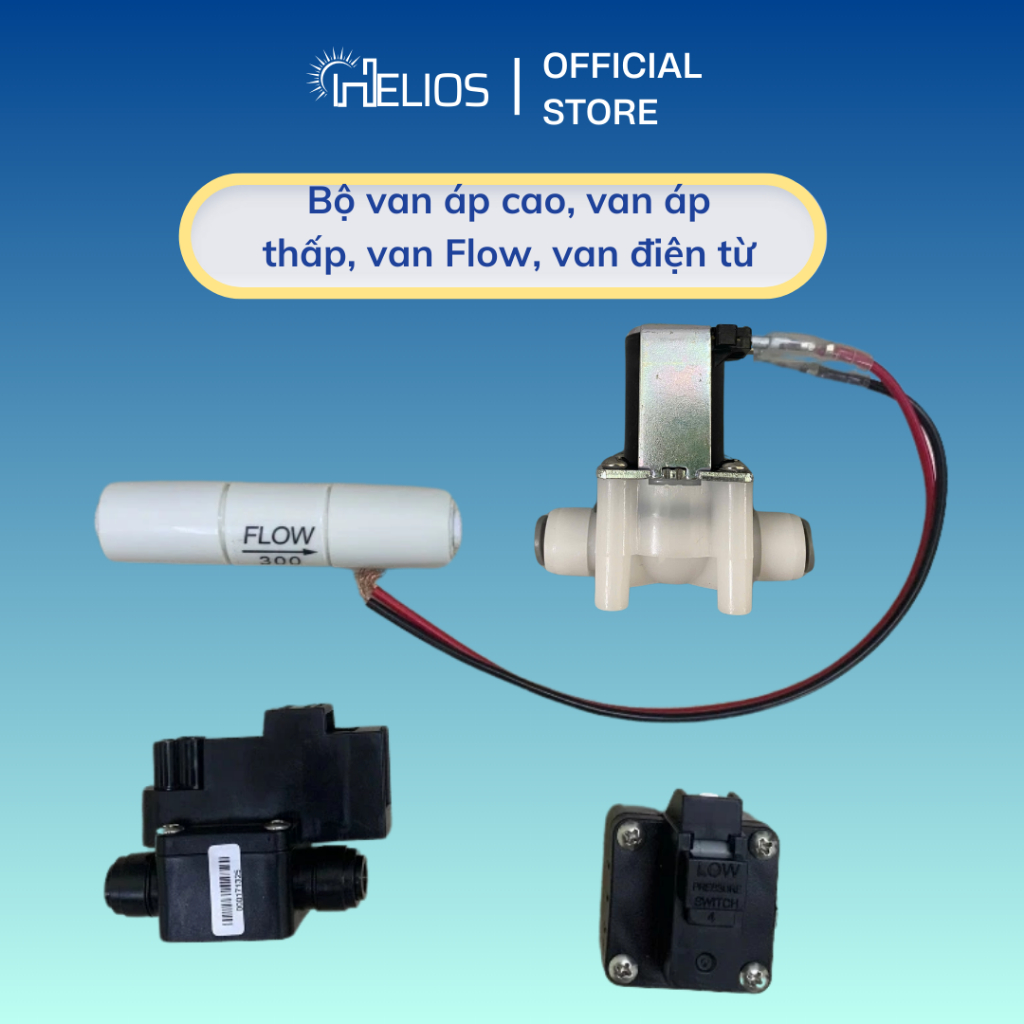Bộ 4 van áp cao, van áp thấp, van flow, van điện từ cho máy lọc nước RO ...