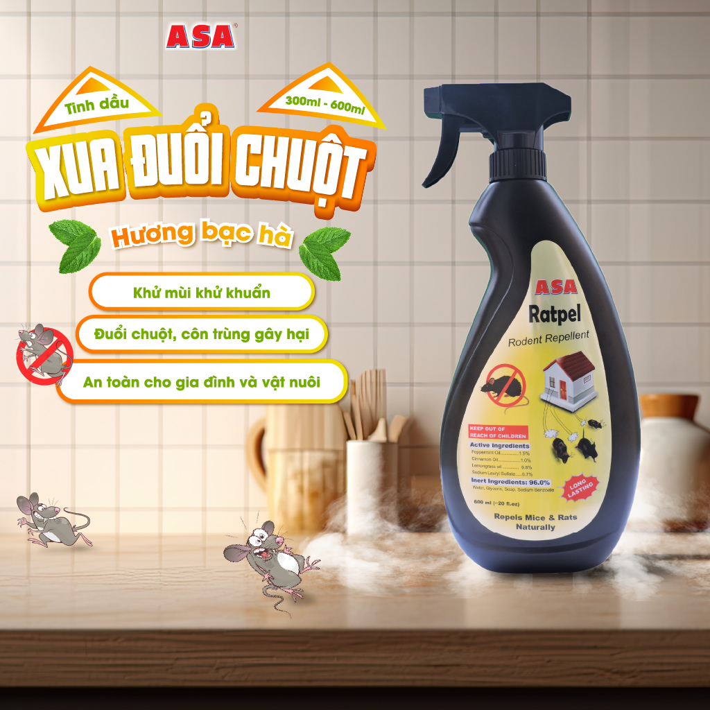 Tinh dầu xua đuổi chuột ASA khử mùi khử khuẩn xua đuổi chuột, công trùng gây hại - 300ml/400ml ...