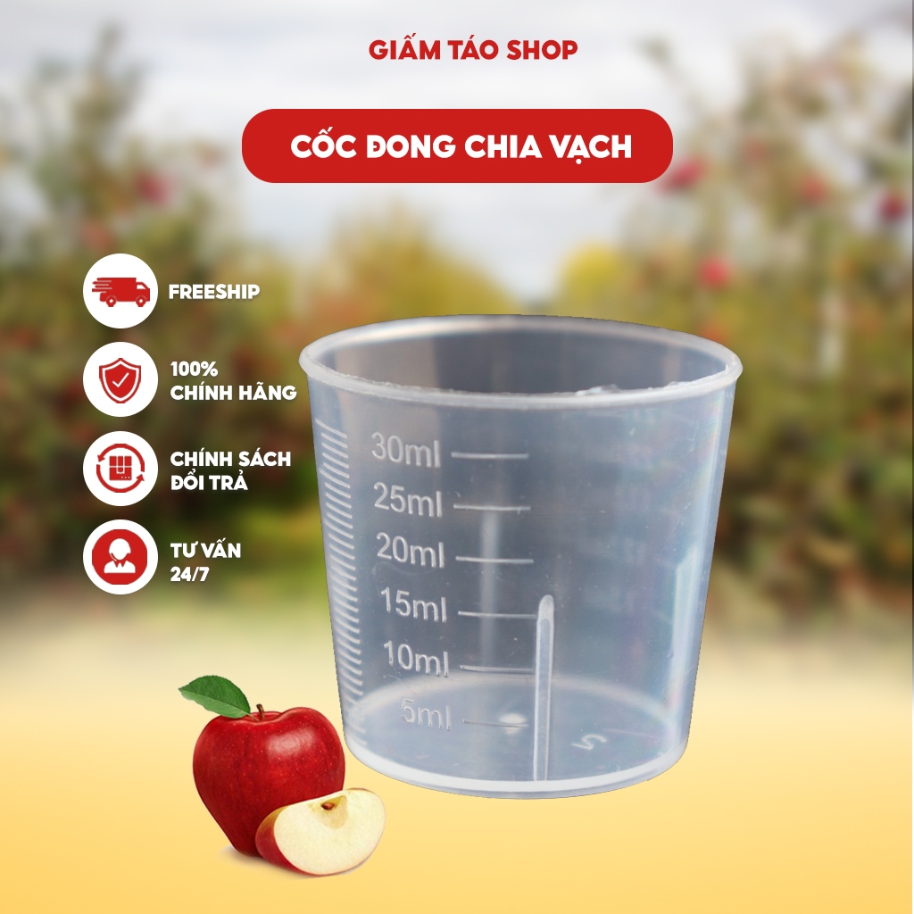 [Qùa tặng Giấm Táo Shop] Cốc đong giấm táo có chia vạch 30ml | Shopee ...