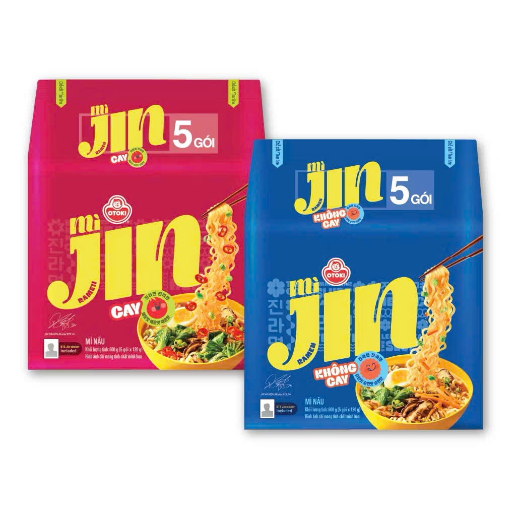 Combo 2 lốc mì Jin cay và không cay Otoki siêu ngon tặng sticker ca sĩ Jin BTS | Shopee Việt Nam