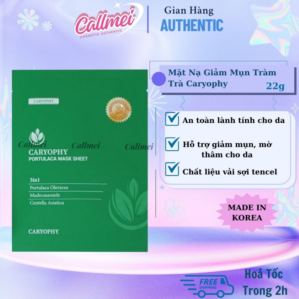 Mặt Nạ Dành Cho Da Mụn Caryophy Portulaca Mask Sheet 22gr - Dưỡng Ẩm ...