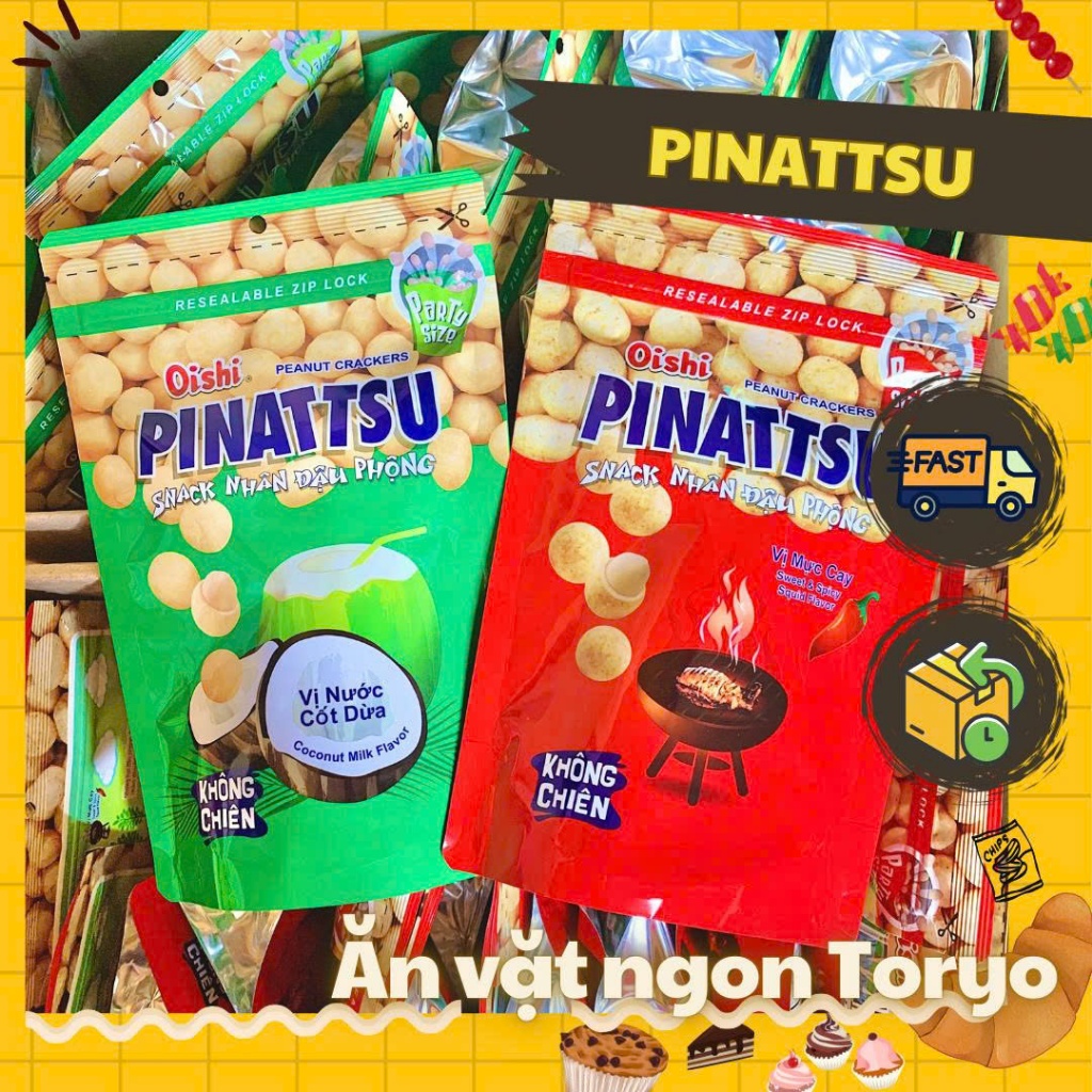 Snack nhân đậu phộng Oishi Pinattsu không chiên (gói 85g) | Shopee Việt Nam