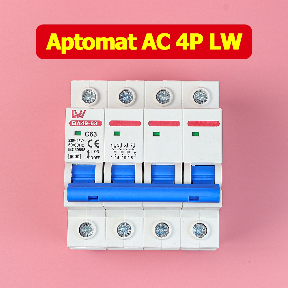 Aptomat AC 4P LW 32A 40A 63A 100A 125A ngắt mạch CB tép MCB 220V 380V ...