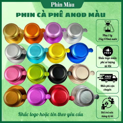 Phin nhôm pha cà phê đủ màu_phin cafe màu khắc tên hoặc logo theo yêu ...