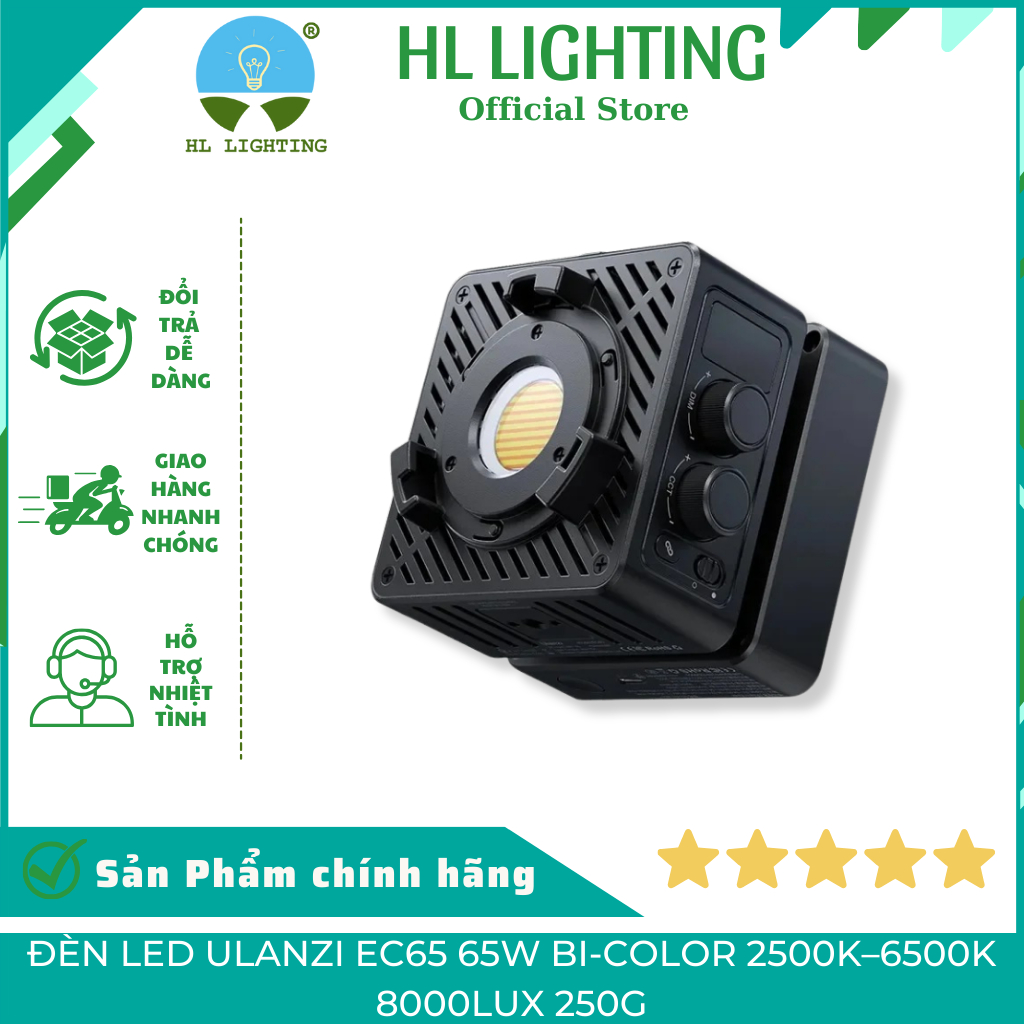 Đèn LED Ulanzi EC65 65W Bi-Color 2500K–6500K 8000Lux 250g HL Lighting ...